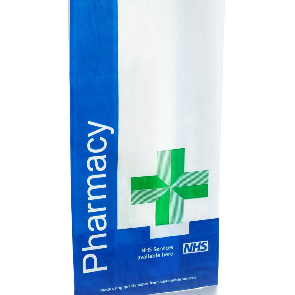 NHS Pharmacy Paper Counter Bag Gusseted VCB2 - 184 x 102 + 50mm ...